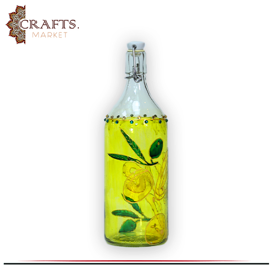 Hand-painted olive oil bottle in a "Olive Tree" Design