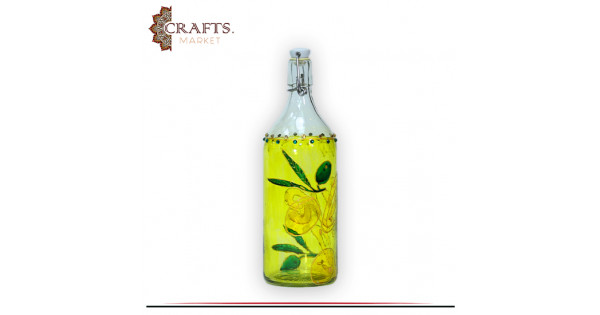 Hand-painted olive oil bottle in a "Olive Tree" Design