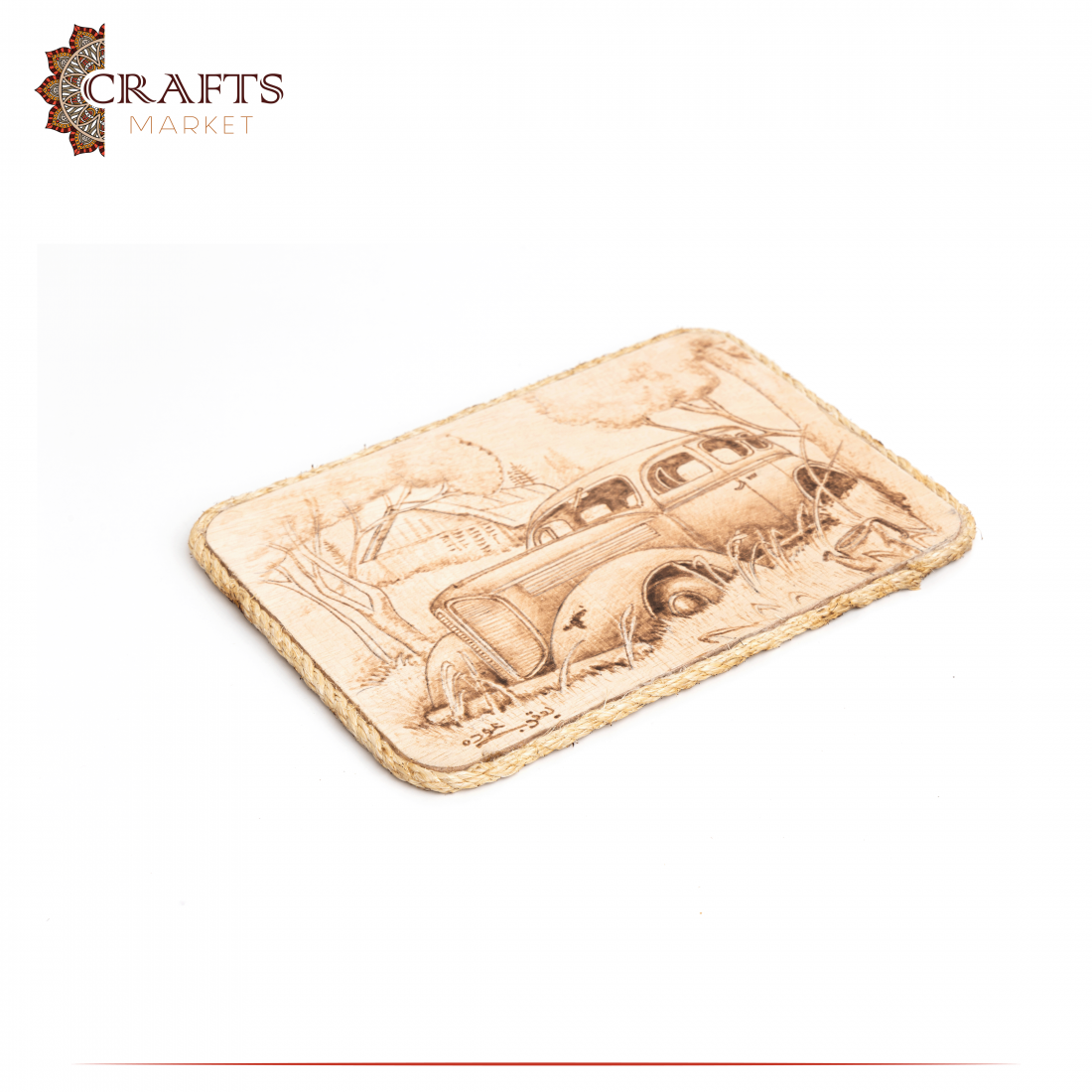 Pyrography Art "Old Car" Design