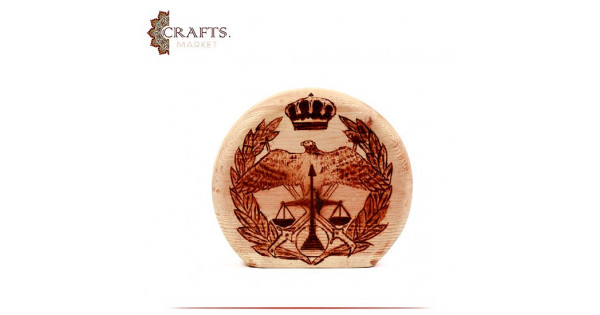 Wooden Pyrography Art " Public Security Logo " Design