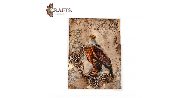 Handmade Multi-Color Drawing "Eagle" Design Wall Art