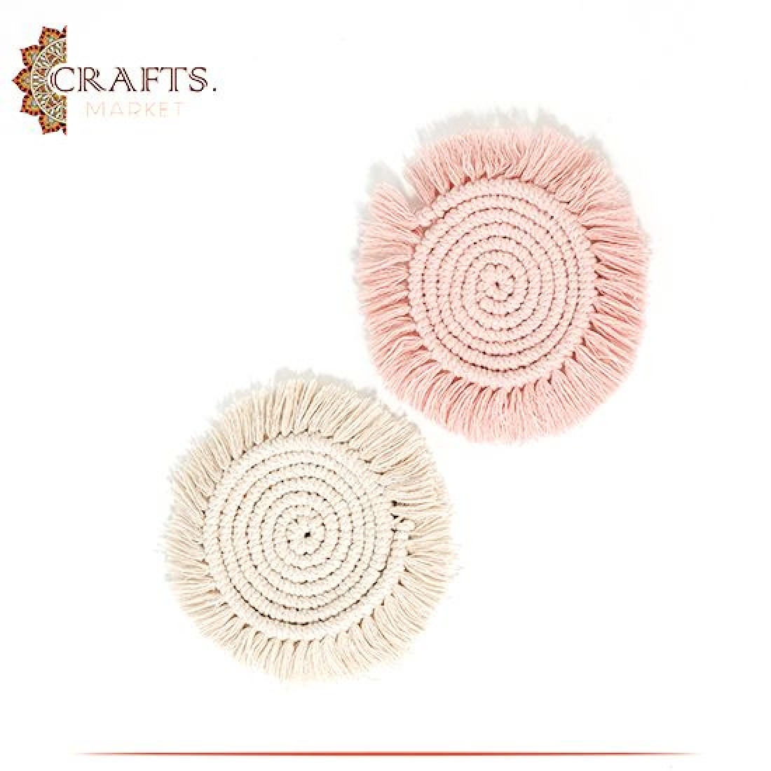 Handmade Duo-Color Cotton Coaster Set 2PCS