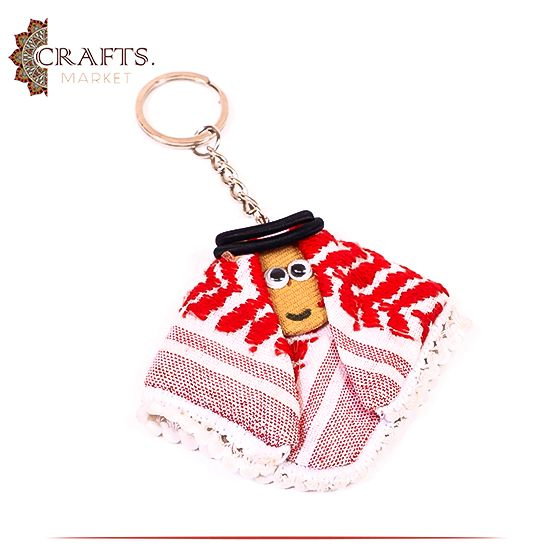 Hand-Embroidered Fabric Key Chain in a "Jordanian Man" Design