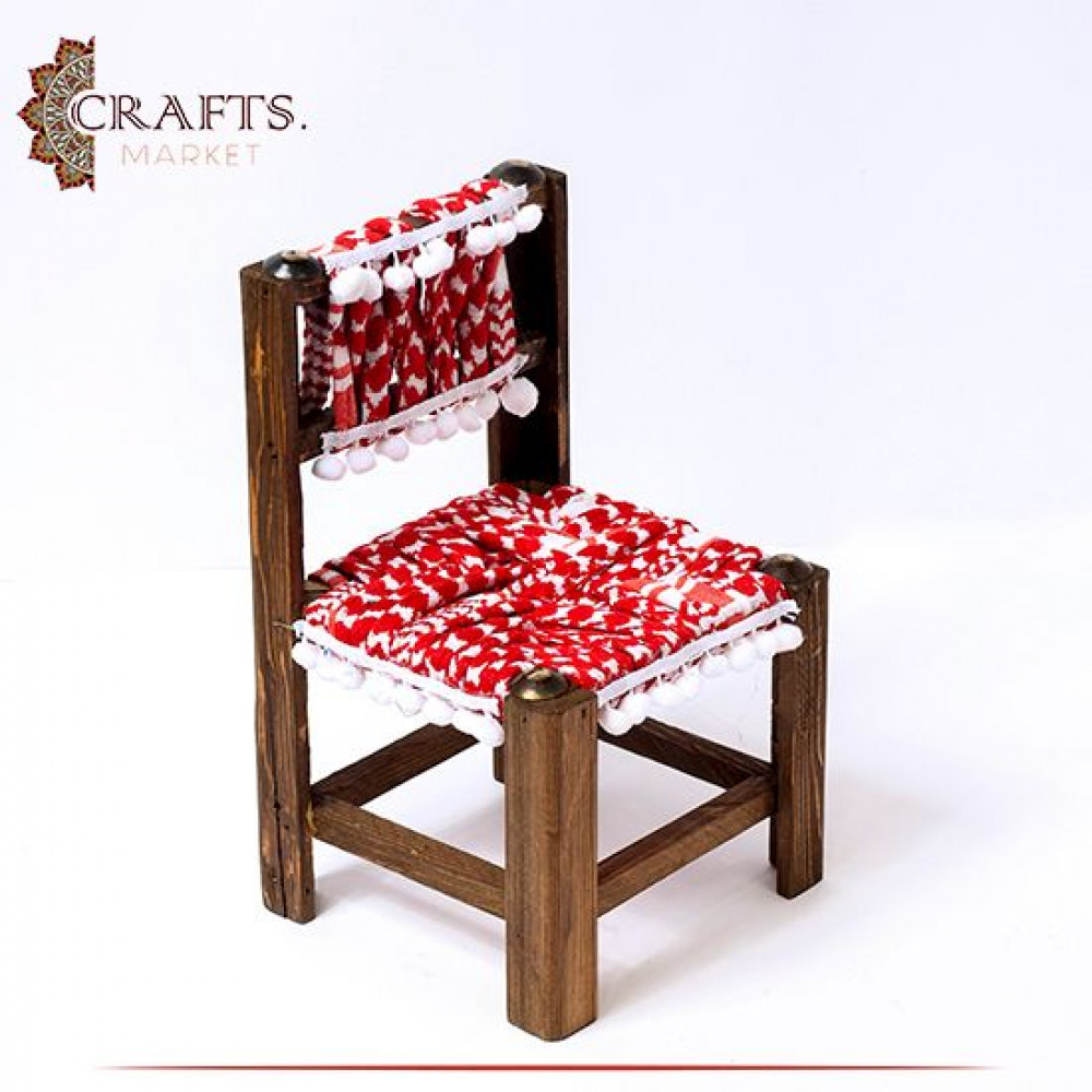Handmade Miniature Wood Chair Desk Decor in "Shemagh" Design
