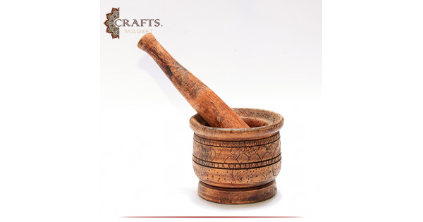 Handcrafted Brown Mortar Natural Walnut Wood