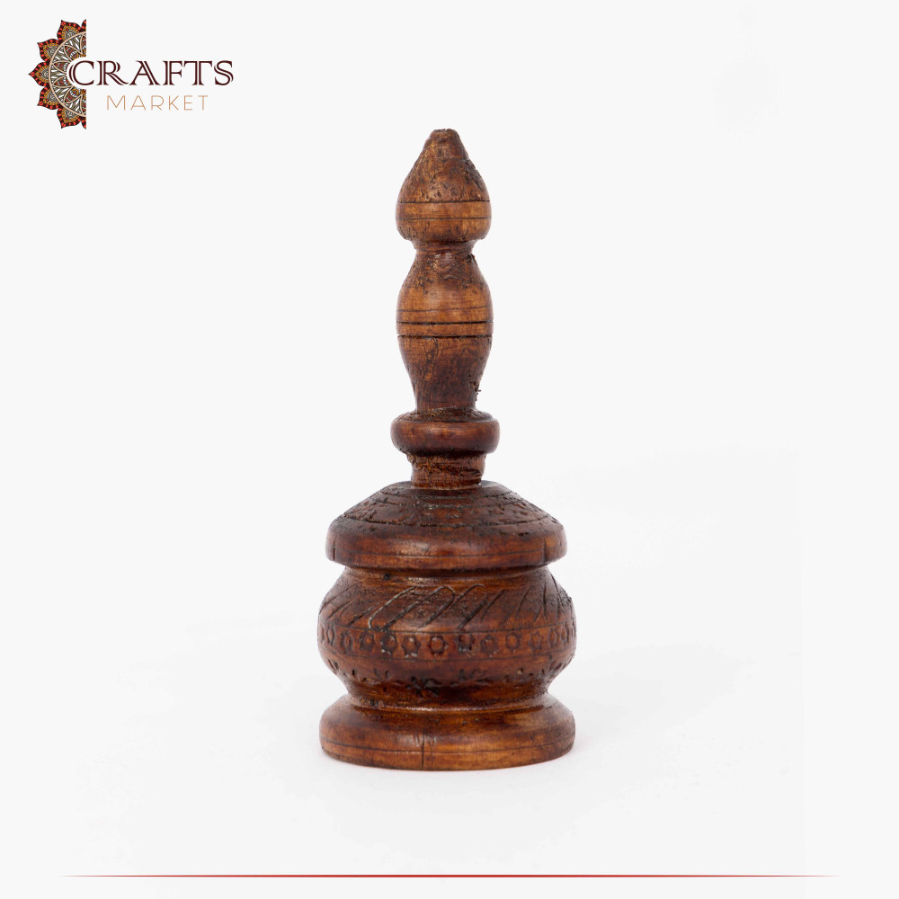 Handcrafted Dark Brown Eucalyptus Wood Miniature Mortar with a ...