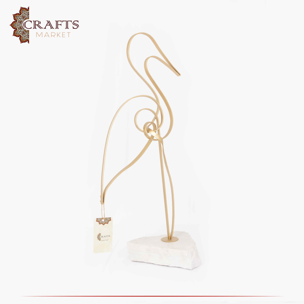 Hand Crafted Gold Metal "Small Flamingo" Design Home Decor
