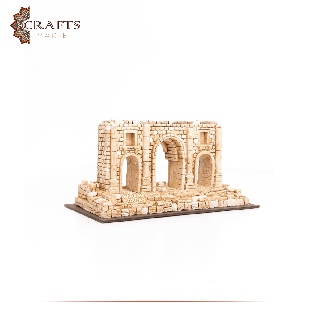 Handmade Beige Gypsum " Jerash Arch " Design Table Decor
