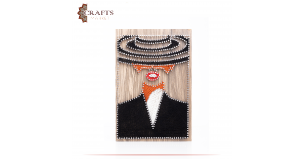 String Art Handmade Multi Color " Girl In Suit " Design