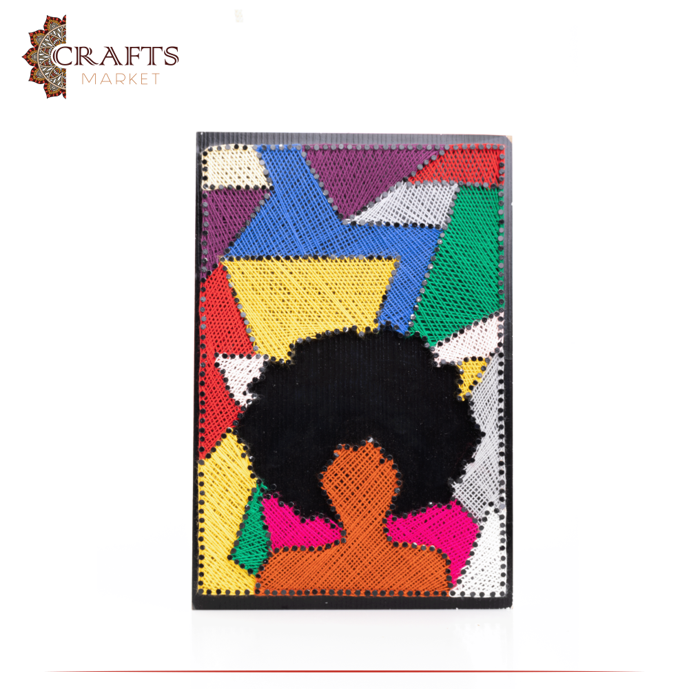 String Art Handmade Multi Color "African Girl " Design