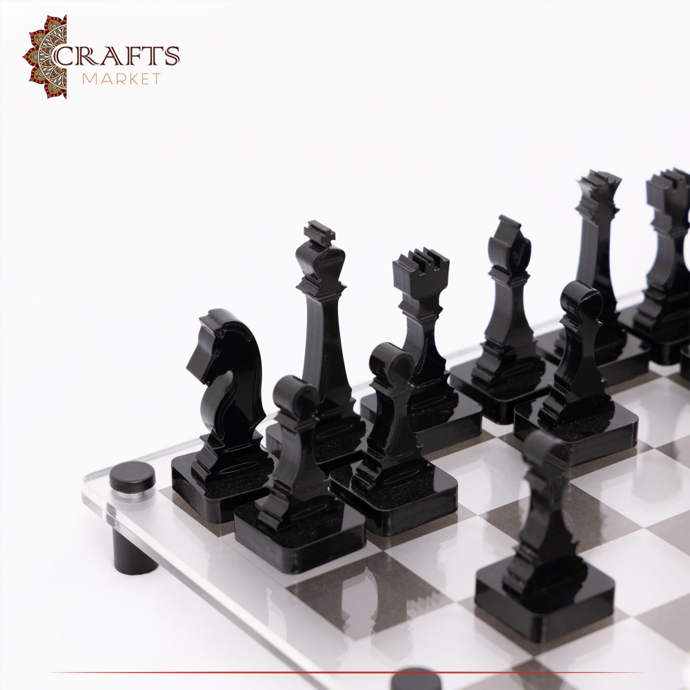 Handmade Duo-Color Acrylic Chess Table with a modern design