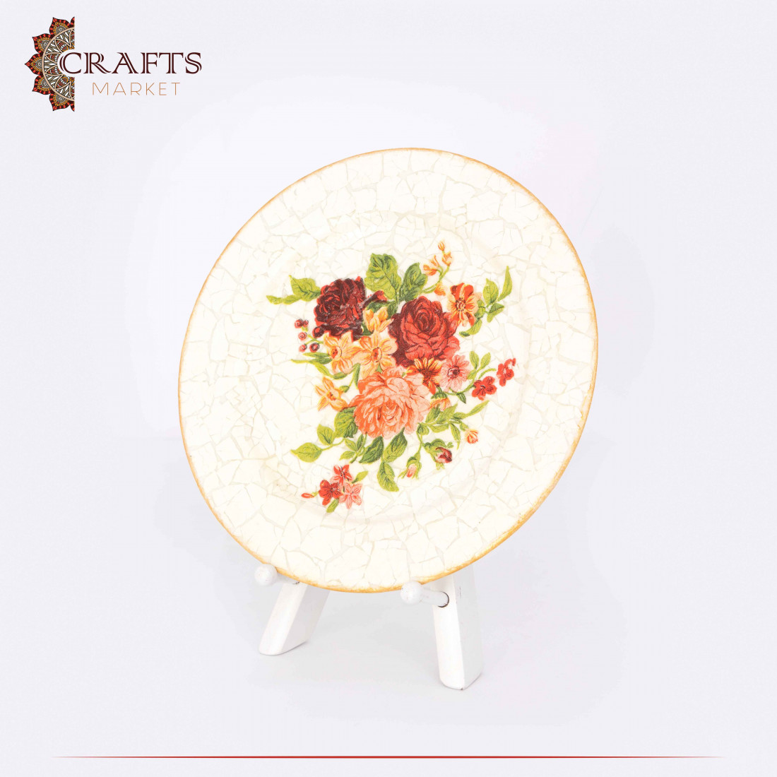 Hand-decorated Glass Dish, Table Decor with decoupage Art in a"Roses ...