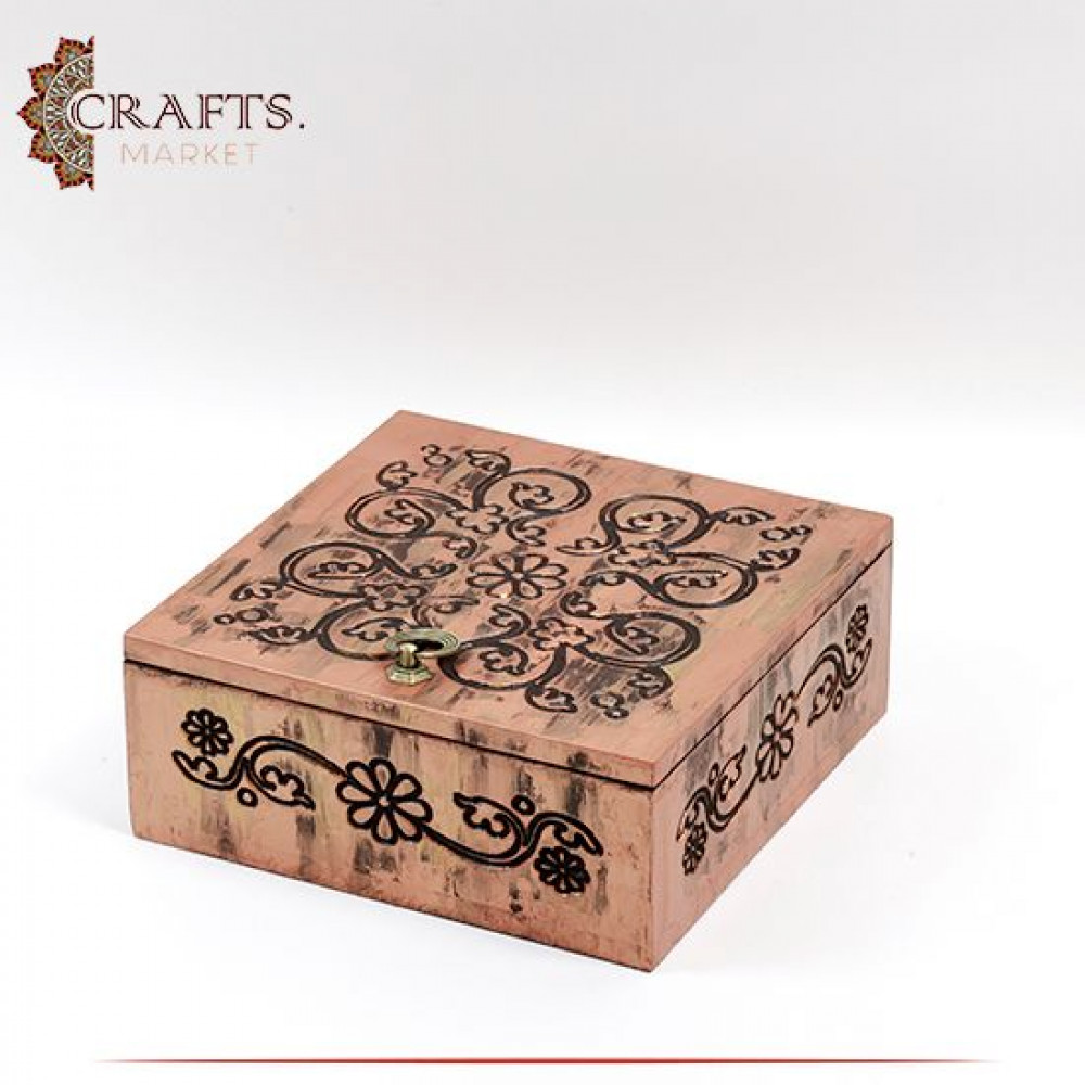 Handcrafted Brown Wooden Box