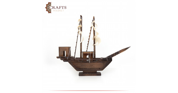 Handcrafted Dark Brown Wood anthropomorphic with a "Ship" Design