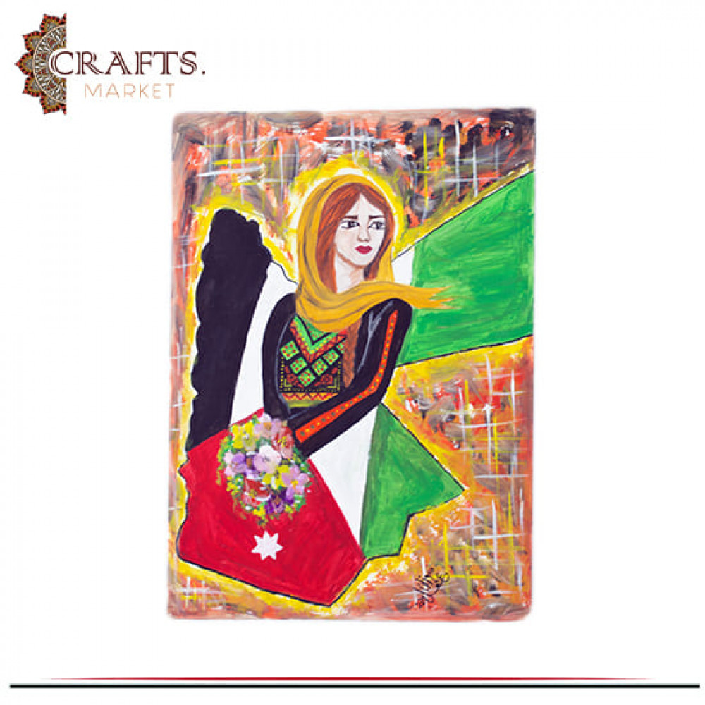 Handmade Gouache Drawing " Jordanian Bride " Design Wall Art